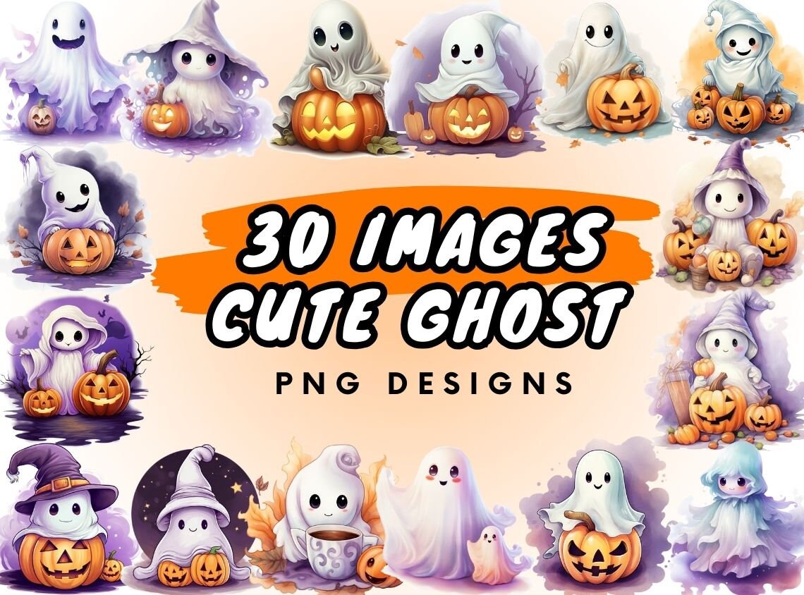 Halloween Ghost Clipart Watercolor Clipart Halloween PNG - Etsy
