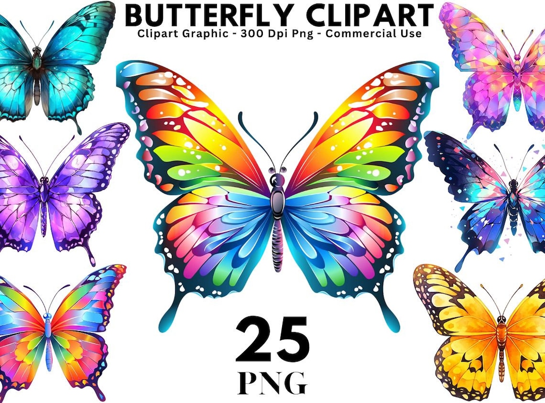 Best Colorful Butterfly Clipart Bundle, Watercolor Butterfly, Butterfly ...