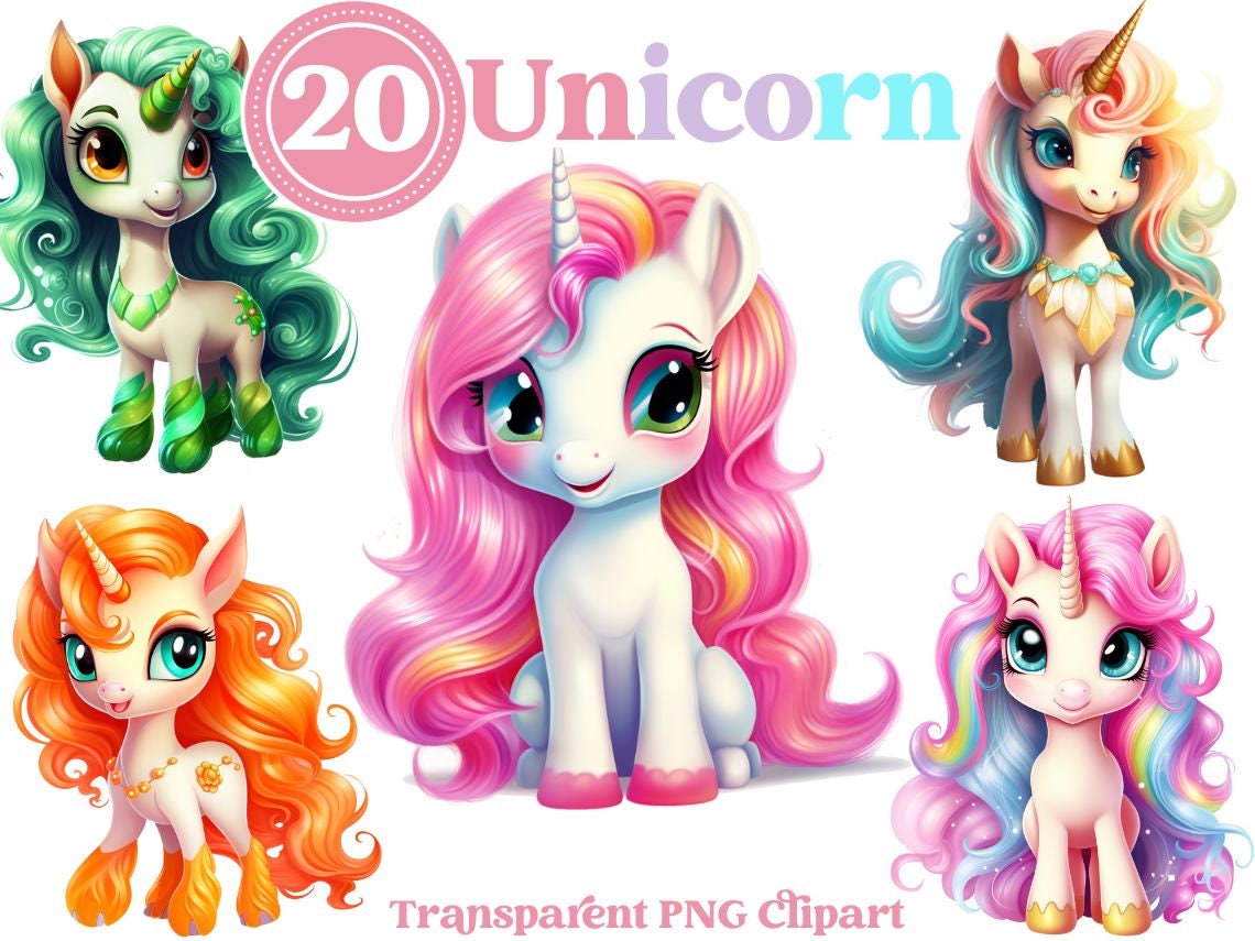 Cute Unicorn Watercolor Clipart Unicorn Png Clip Art Bundle - Etsy