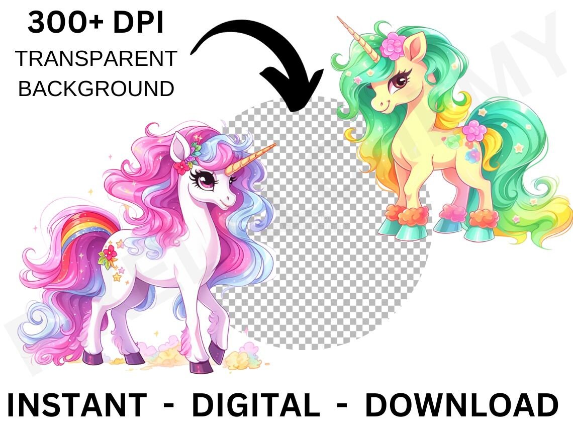 Cute Unicorn Watercolor Clipart Unicorn Png Clip Art Bundle - Etsy