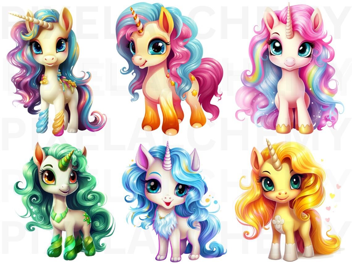 Cute Unicorn Watercolor Clipart Unicorn Png Clip Art Bundle - Etsy