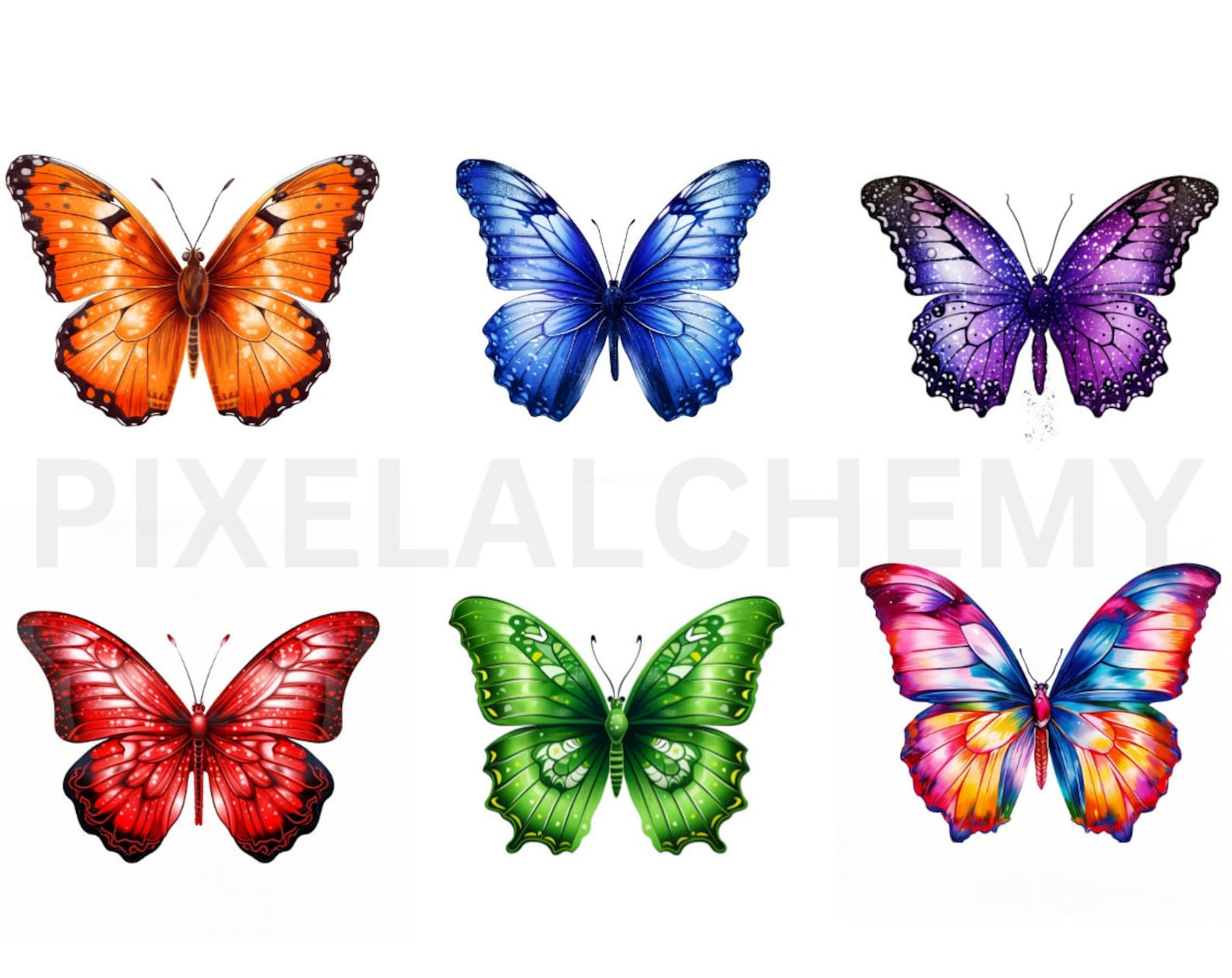 Set of 100 Best Colorful Butterfly Clipart Bundle Watercolor - Etsy
