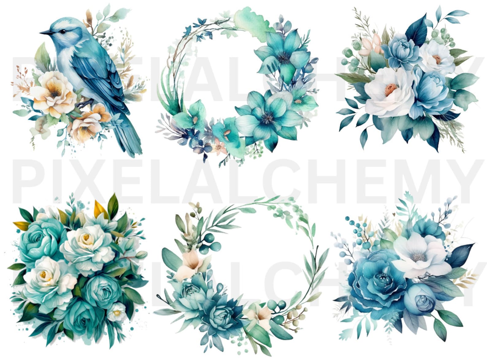 Set of 20 Watercolor Floral Clipart Floral Clipart Wedding - Etsy