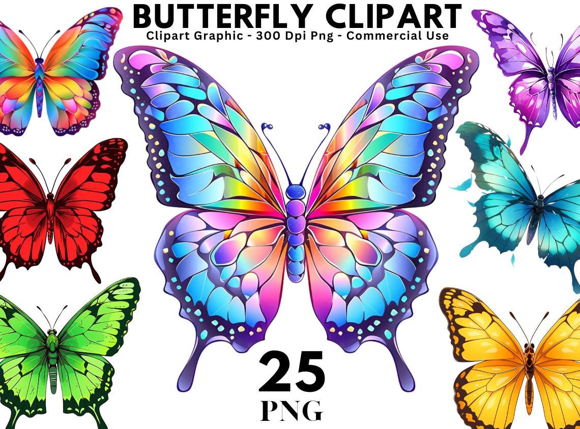 Best Colorful Butterfly Clipart Bundle, Watercolor Butterfly, Butterfly ...