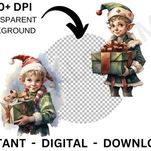 Watercolor Elf Clipart, Christmas Elf Clipart, Santa Elf Clipart, Elf ...