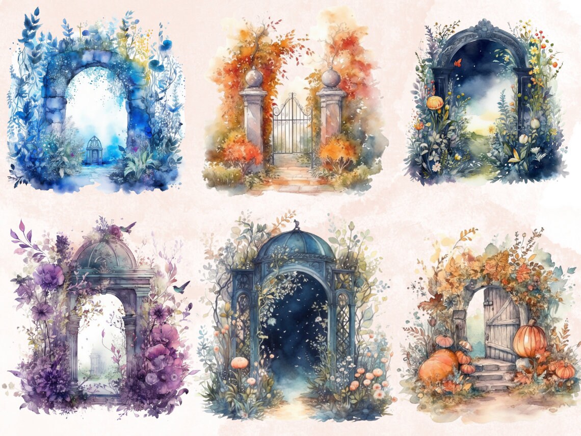20 PNG Watercolor Secret Garden Clipart Fairy Garden Clip - Etsy