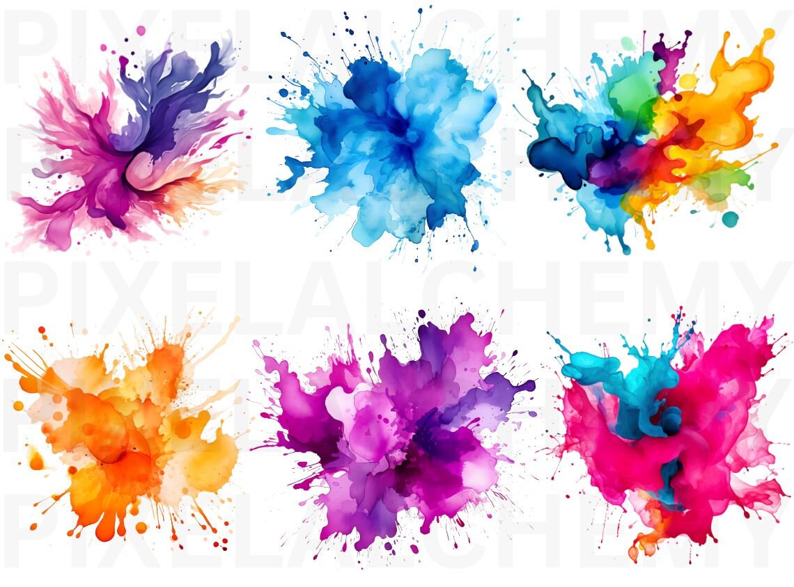 Watercolor Splash Splatters Alcohol Ink PNG Abstract - Etsy