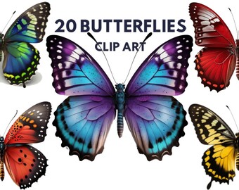 Best Rainbow Butterfly Clipart Bundle, Watercolor Butterfly, Butterfly ...