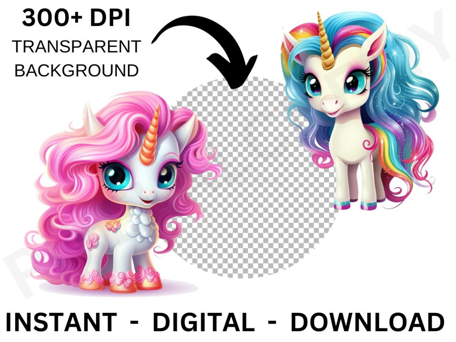 Cute Unicorn Watercolor Clipart Unicorn Png Clip Art Bundle - Etsy