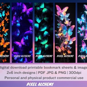 10 Butterflies Printable Bookmarks, Digital Download Bookmark Sheets ...
