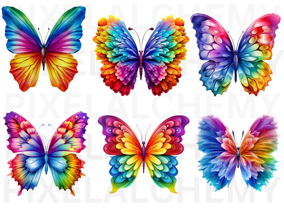 Best Rainbow Butterfly Clipart Bundle, Watercolor Butterfly, Butterfly ...