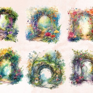20 PNG Watercolor Secret Garden Clipart, Fairy Garden Clip Art, Garden ...