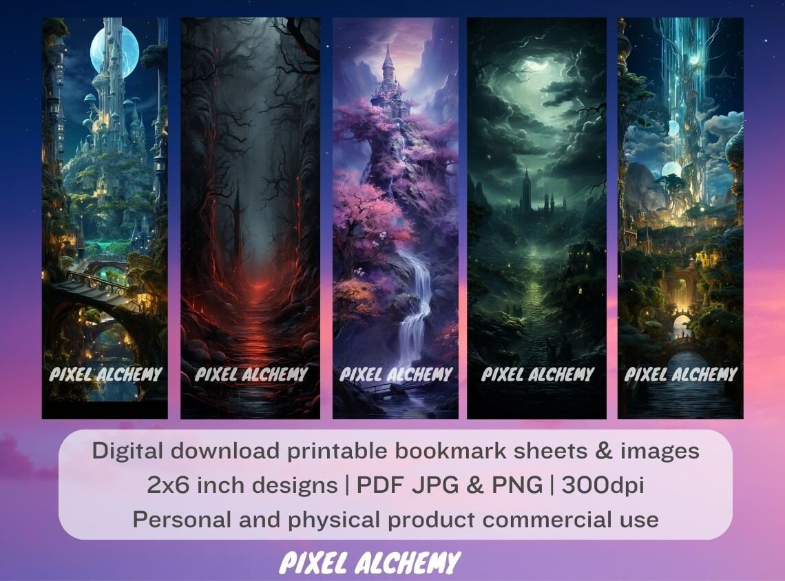Fantasy Bookmarks Printable Bookmarks, Digital Download Bookmark Sheets ...