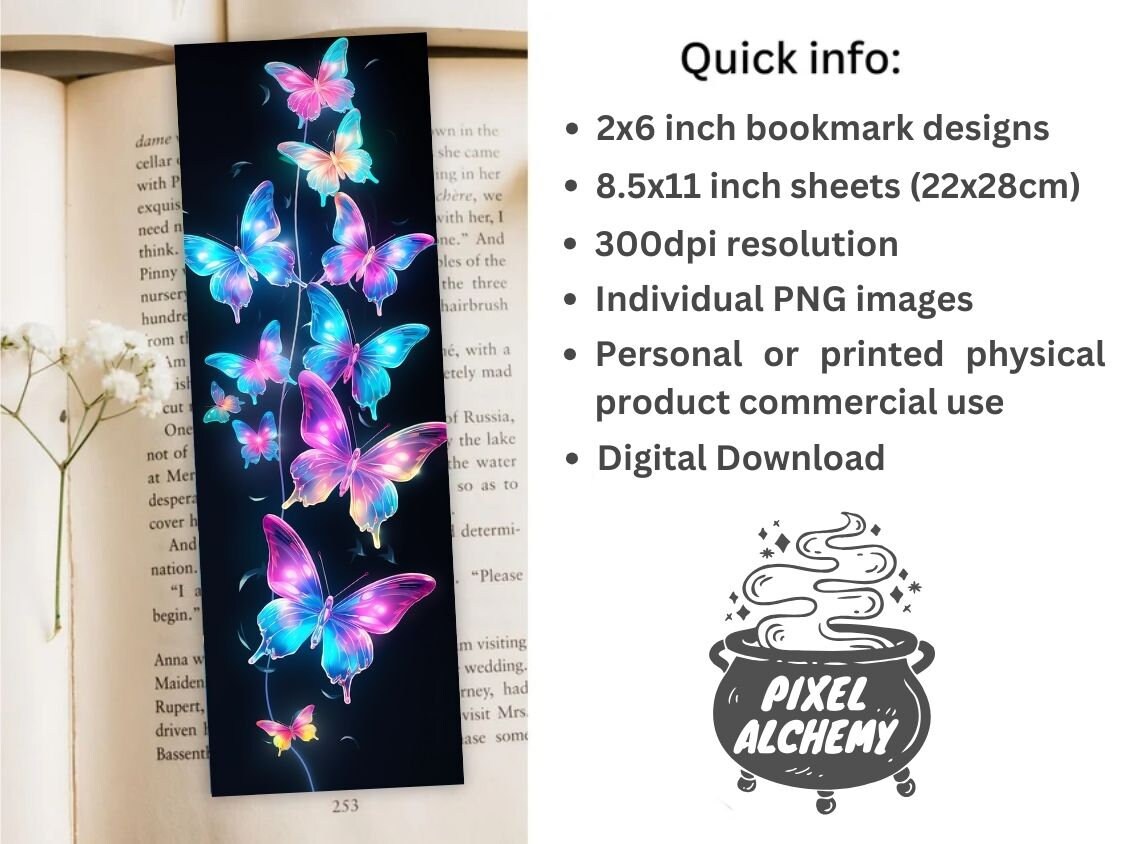 10 Butterflies Printable Bookmarks Digital Download Bookmark - Etsy