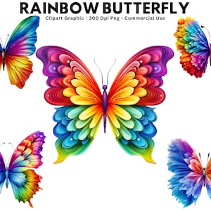 Best Rainbow Butterfly Clipart Bundle, Watercolor Butterfly, Butterfly ...