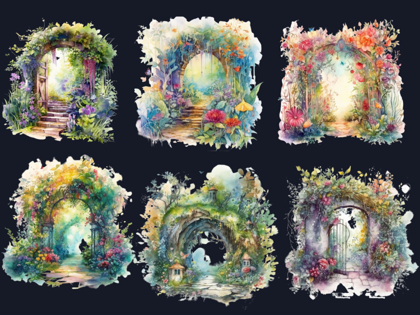 20 PNG Watercolor Secret Garden Clipart Fairy Garden Clip - Etsy