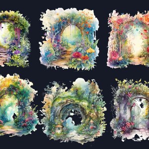 20 PNG Watercolor Secret Garden Clipart, Fairy Garden Clip Art, Garden ...