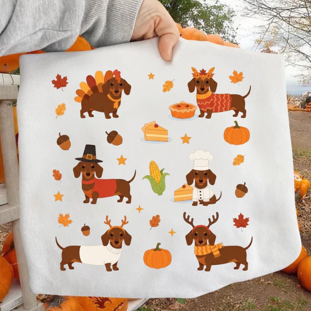 Thanksgiving Dachshund PNG, Funny Turkey Wiener Dog Design, Cute ...