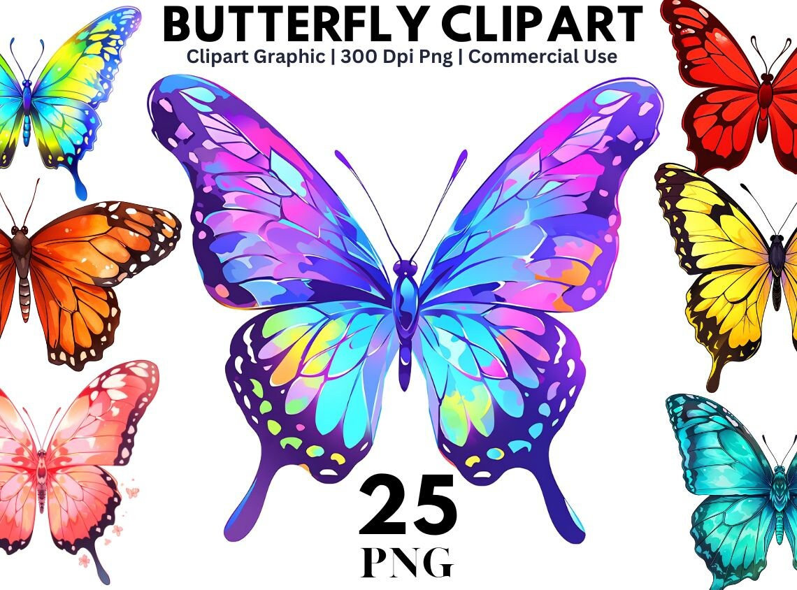 Best Colorful Butterfly Clipart Bundle Watercolor Butterfly - Etsy