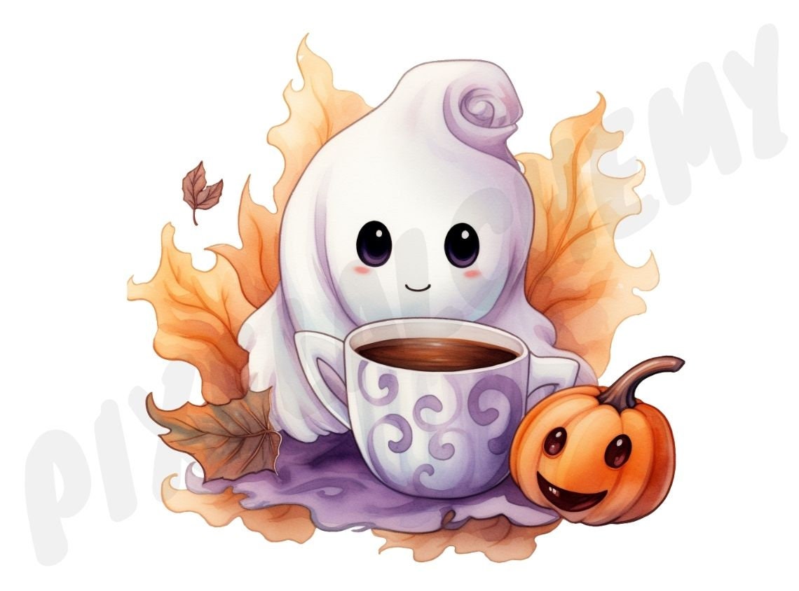 Halloween Ghost Clipart Watercolor Clipart Halloween PNG - Etsy