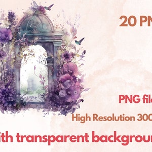 20 PNG Watercolor Secret Garden Clipart, Fairy Garden Clip Art, Garden ...