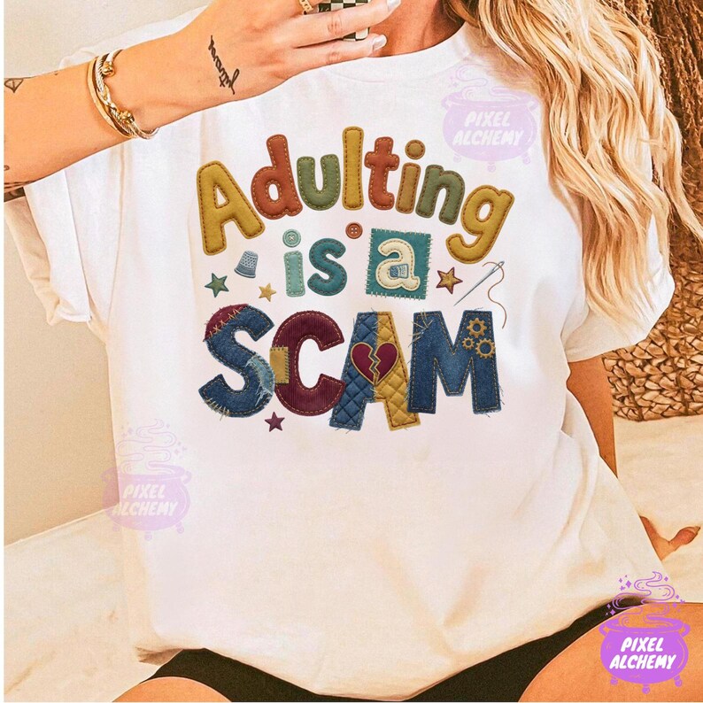 Adulting is A Scam PNG, Funny Sarcastic Checkered Sublimation, Mental ...