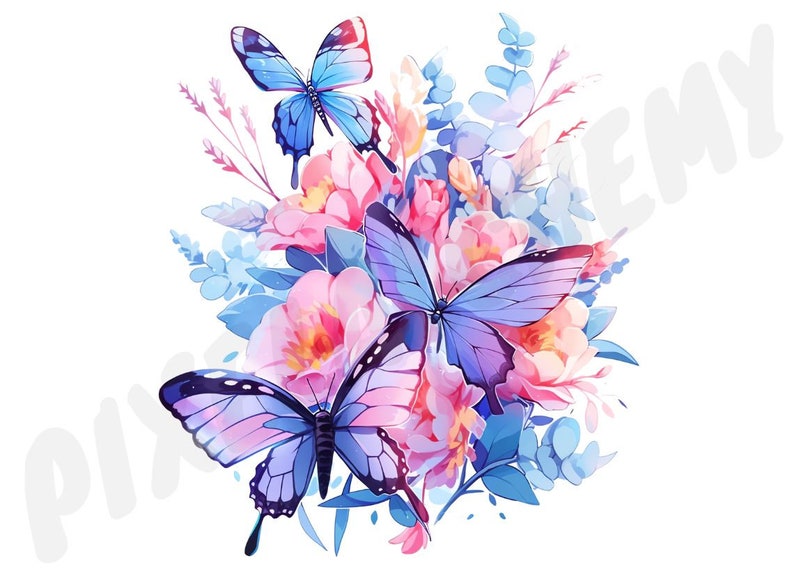 Butterfly Clipart Watercolor Floral Butterfly Clipart Bundle - Etsy