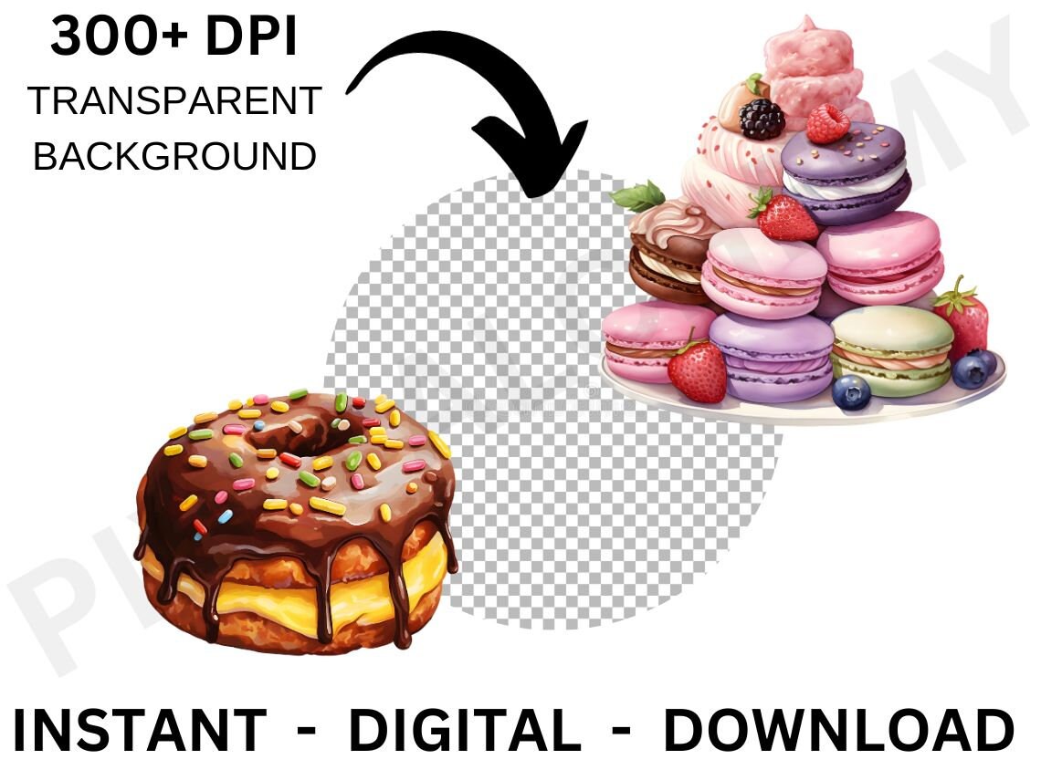 Watercolor Cute Sweets Clipart Tasty Desserts Cookies - Etsy