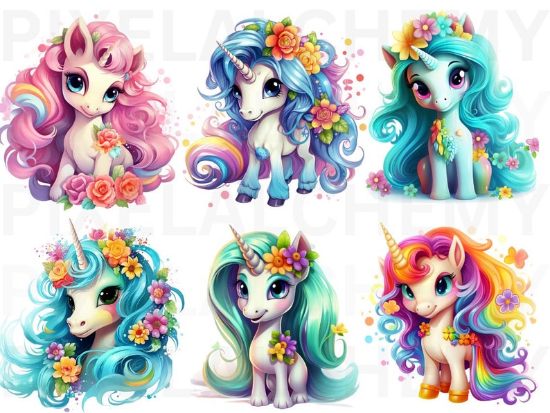 Cute Unicorn Watercolor Clipart Unicorn Png Clip Art Bundle - Etsy