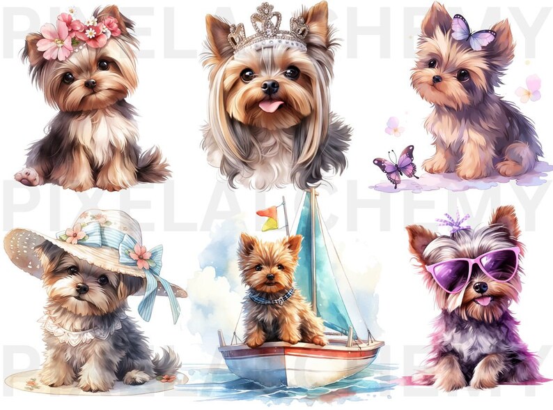 Yorkshire Terrier Watercolor Clipart Cute Yorkie PNG - Etsy