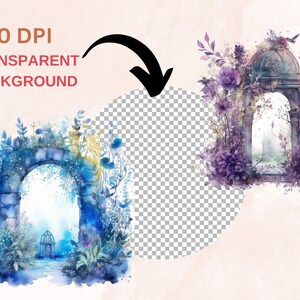 20 PNG Watercolor Secret Garden Clipart, Fairy Garden Clip Art, Garden ...