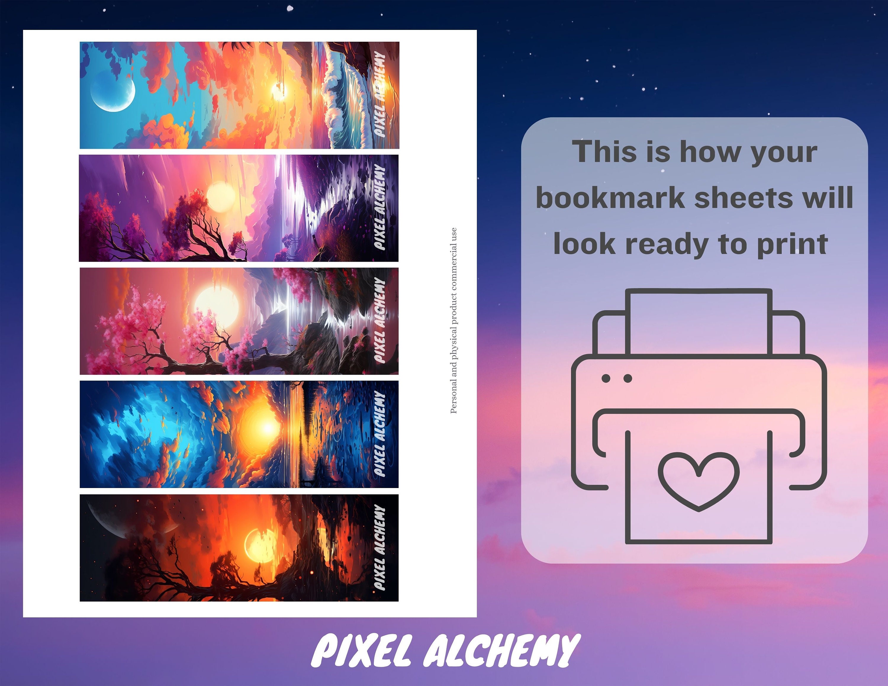 10 Sunset Printable Bookmarks Digital Download Bookmark - Etsy