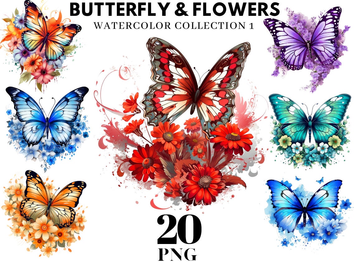 Best Colorful Butterfly Clipart Bundle Watercolor Butterfly - Etsy