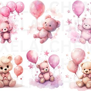 Watercolor Bear, Baby Bear Clipart, Baby Bear With Balloons Png, Baby ...