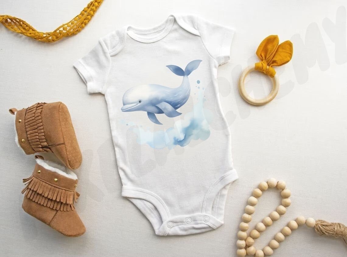 Sea Animals Watercolor Clipart Baby Shower Clip Art Ocean - Etsy