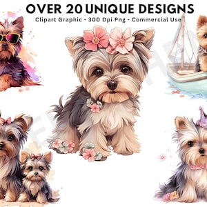 Yorkshire Terrier Watercolor Clipart, Cute Yorkie PNG Illustration Cute ...