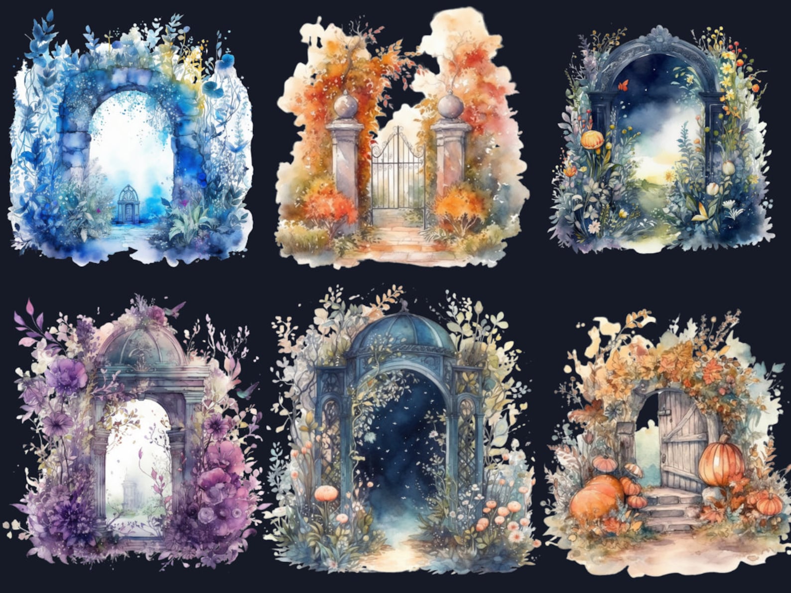 20 PNG Watercolor Secret Garden Clipart Fairy Garden Clip - Etsy