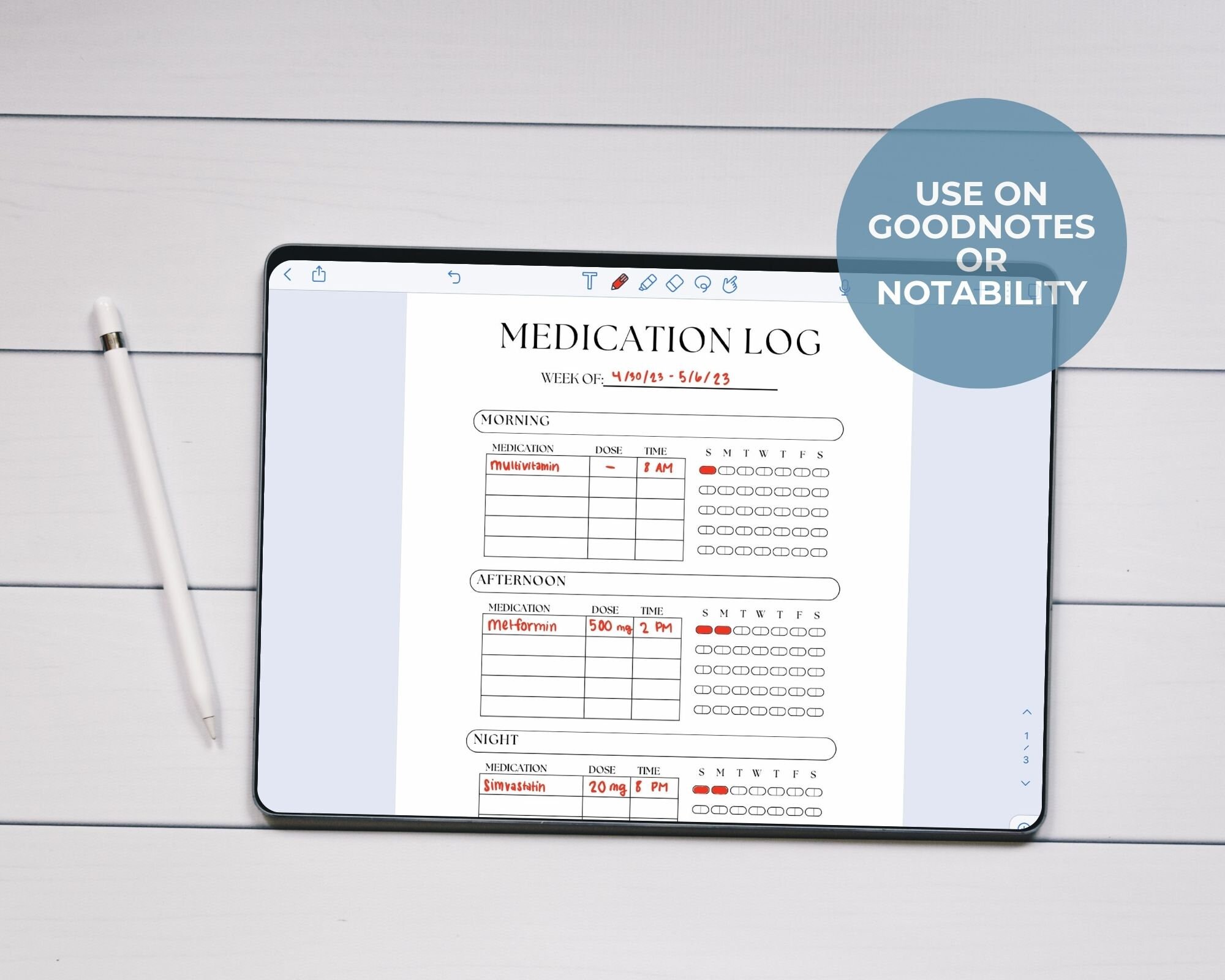 Medication Tracker and Log: Weekly and Monthly Printable PDF for ...