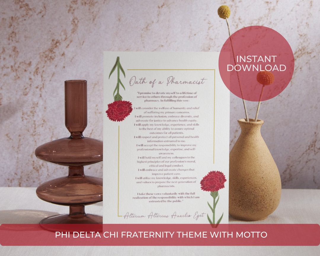 Oath of a Pharmacist | Pharmacist Gift | Phi Delta Chi Fraternity ...