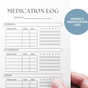 Medication Tracker and Log: Weekly and Monthly Printable PDF for ...