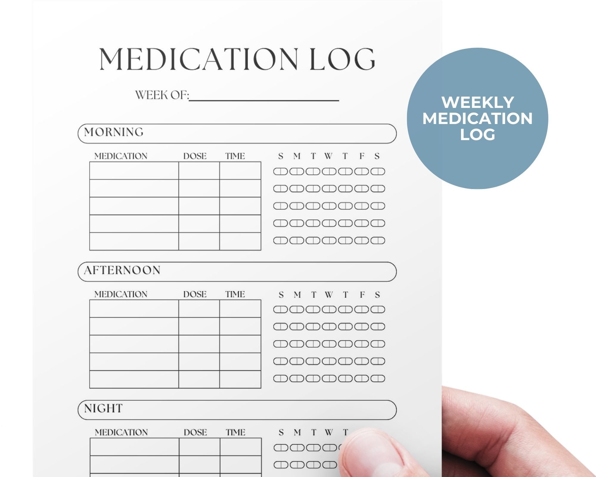 Medication Tracker and Log: Weekly and Monthly Printable PDF for ...