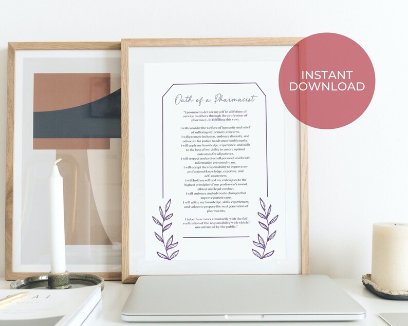 Oath of a Pharmacist | Pharmacist Gift | Rho Chi Fraternity Themed ...