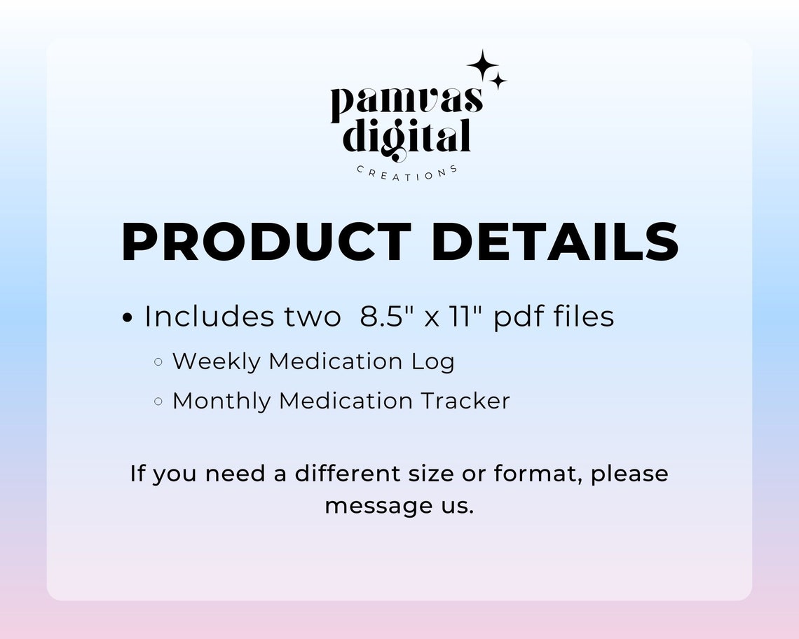 Medication Tracker and Log: Weekly and Monthly Printable PDF for ...