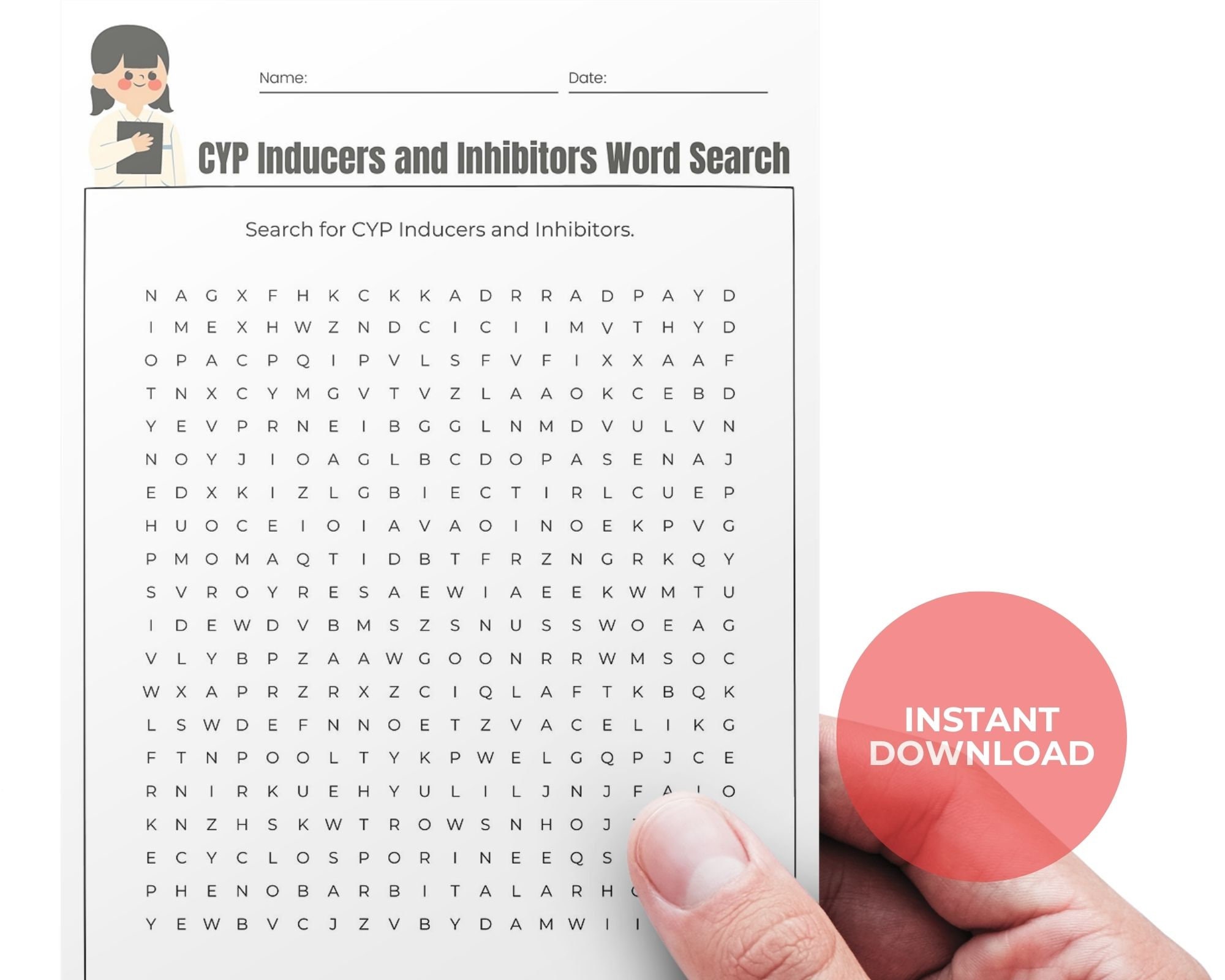 CYP Inducer and Inhibitor Word Search | Pharmacology Learning Aid ...