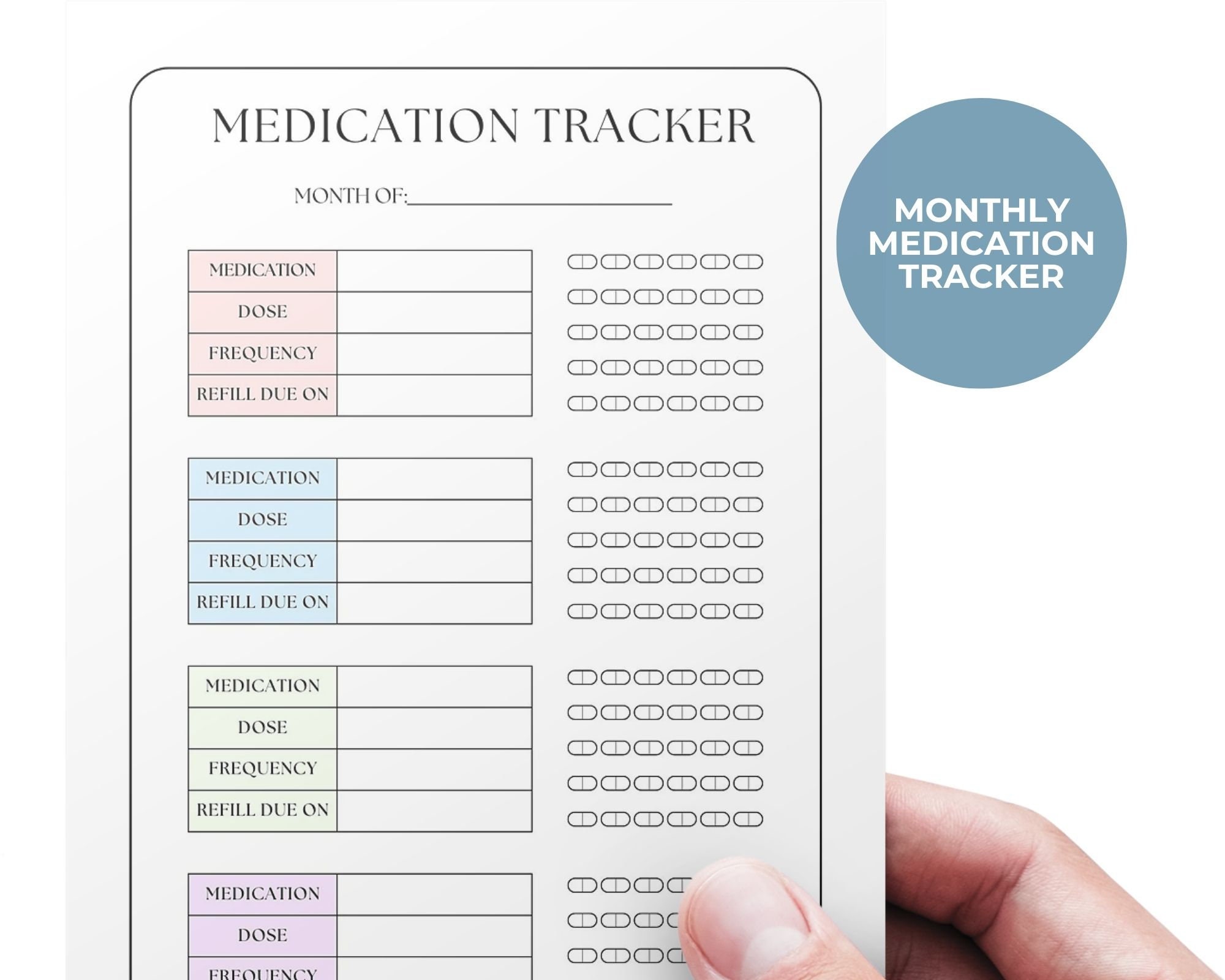 Medication Tracker and Log: Weekly and Monthly Printable PDF for ...