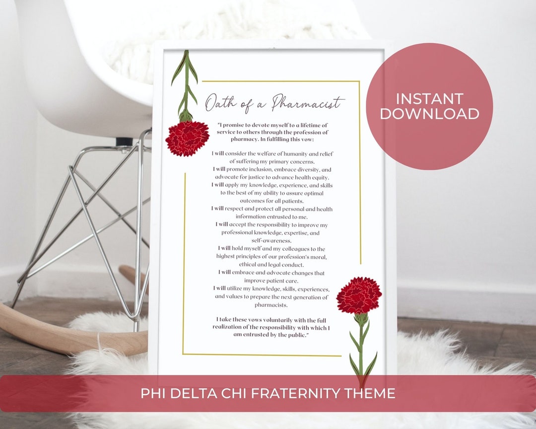 Oath of a Pharmacist | Pharmacist Gift | Phi Delta Chi Fraternity ...
