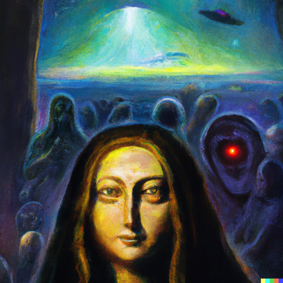 Portrait of the Mona Lisa, With an Alien Invasion Happening in the ...