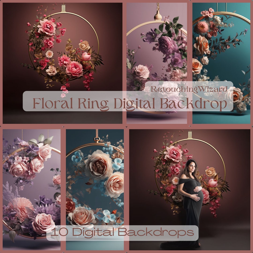 10X Floral Ring Backdrop Overlays Maternity Overlays for Photoshop ...