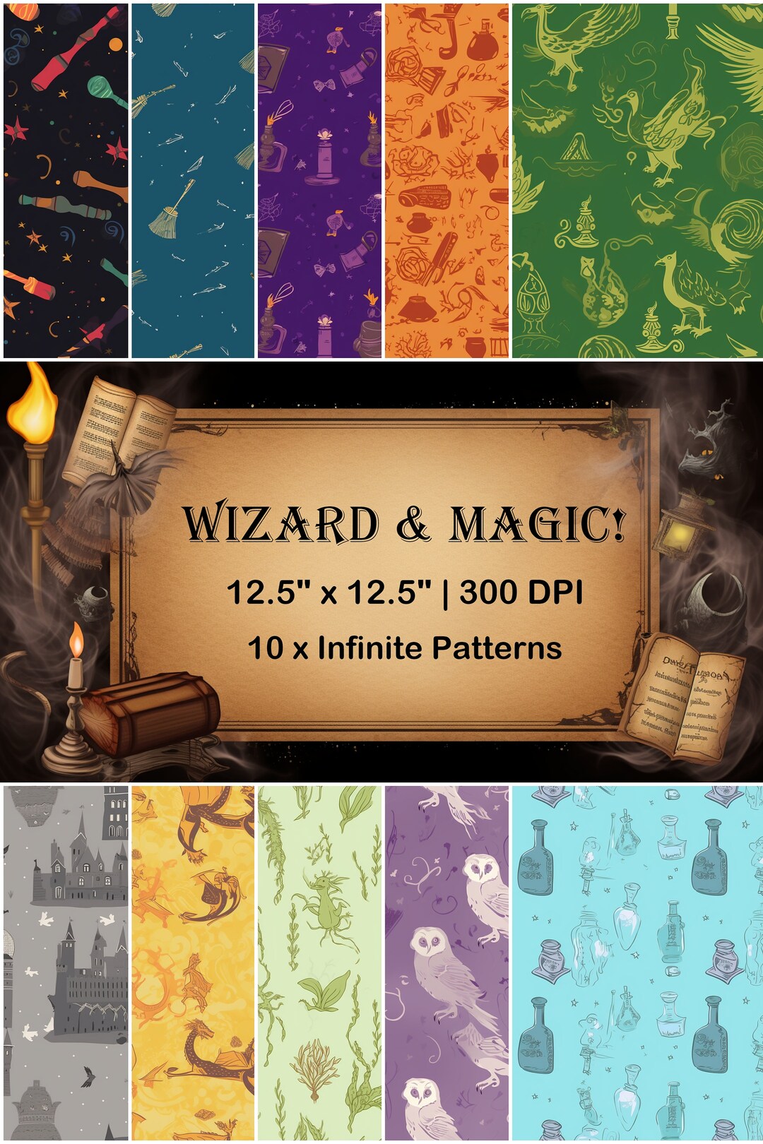 10 Wizard and Magic Seamless Patterns Bring a Beautiful Touch of ...