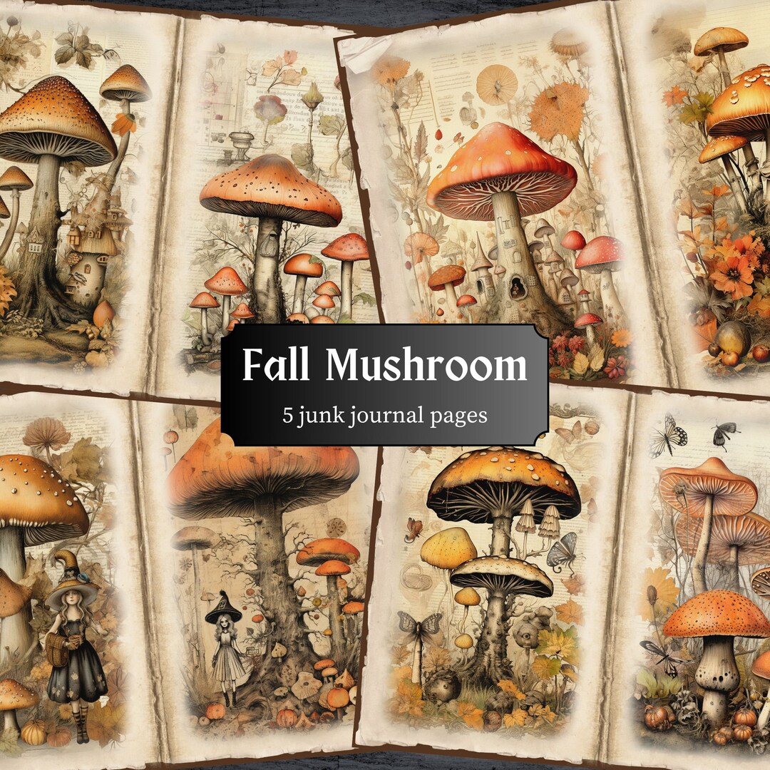Fall Mushroom Junk Journal Pages Autumn Journal Pages Fall - Etsy